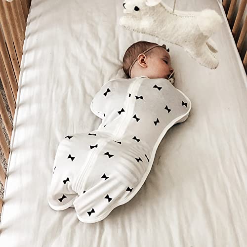 Organic Cotton Zipper Swaddle Blanket Snug Breathable Easy to use for Small Baby (Ribbon, 0-3m, Summer Season)