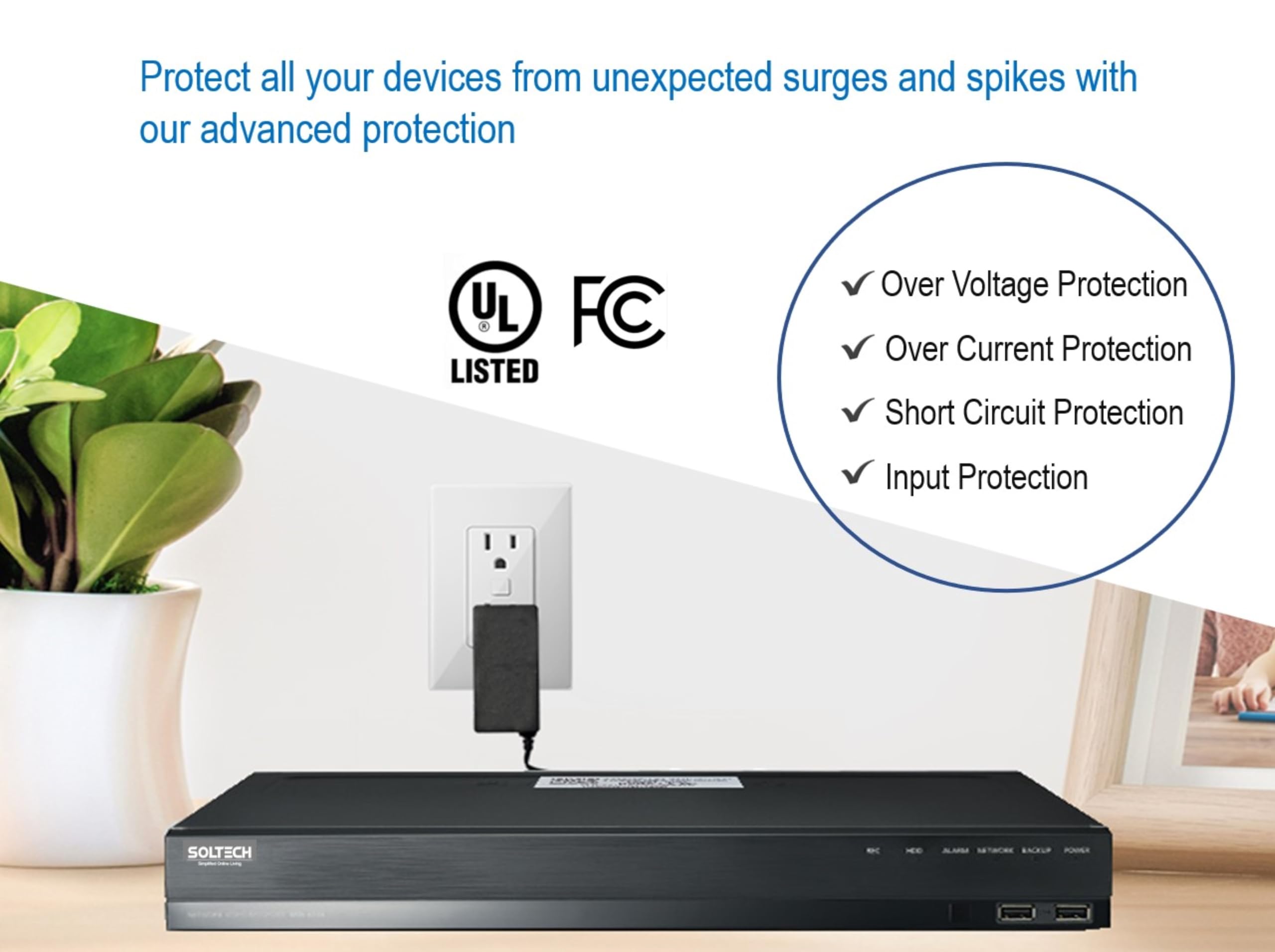 Samsung Wisenet Compatible CCTV Security Camera Power Adapter for DVR, NVR, AHD | 12V 3A 100-240V AC DC Power Supply Compatible with Lorex, Night Owl