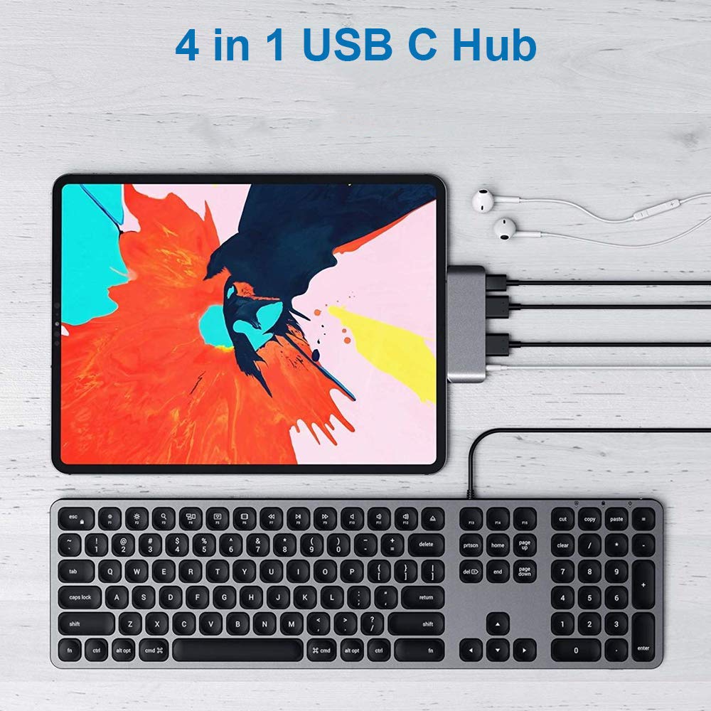 MMOBIEL USB C Hub 4 in 1 Compatible with MacBook Pro /Air 2019 2018 2017 2016 13“15“ Dual Type C Adapter with Thunderbolt 3, 60W Power Delivery, 4K HDMI, 1xUSB 3.0 1x 3.5mm Audio Aluminium