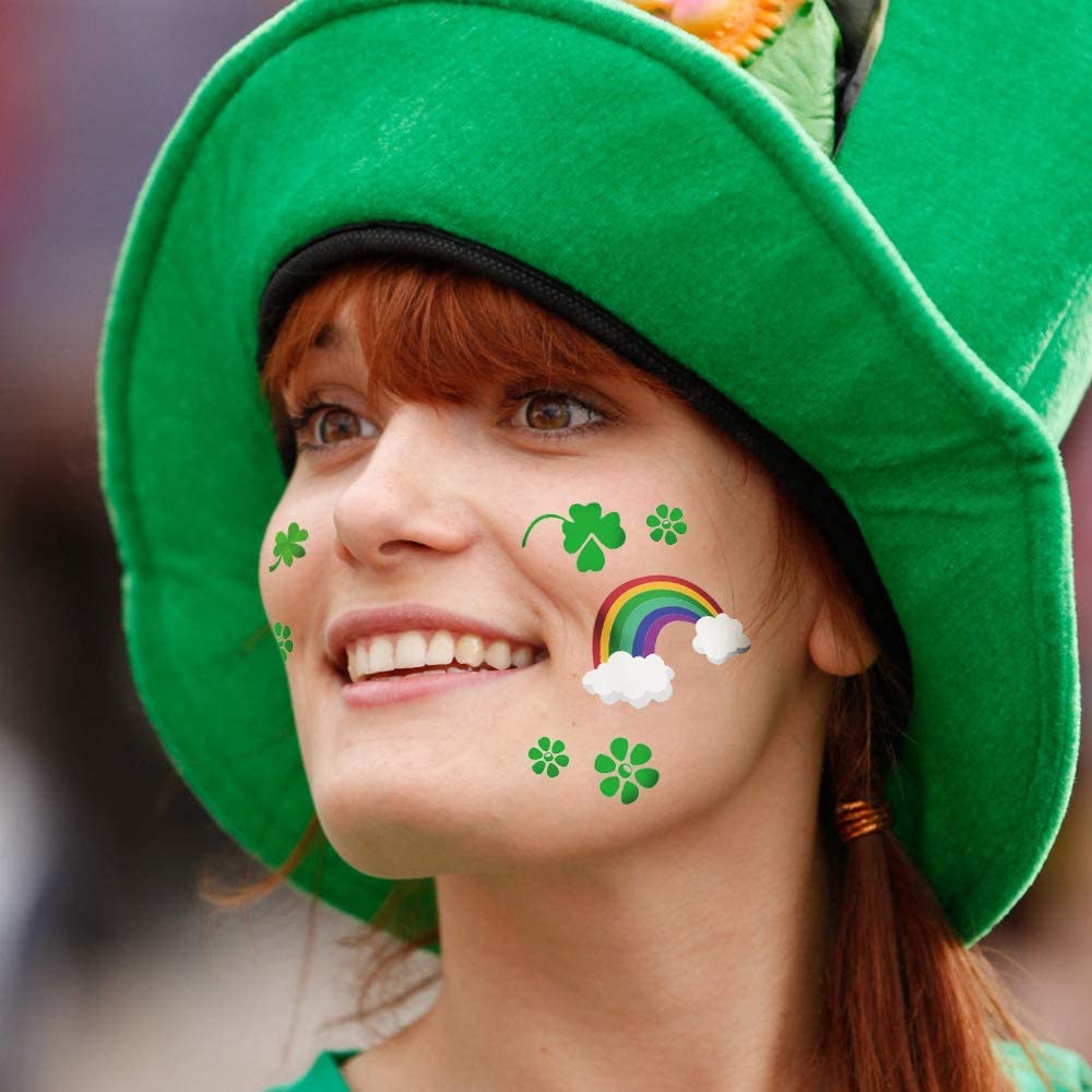 St. Patrick's Day Green Shamrock Tattoos Irish Shamrock Tattoos for Party Parade Family School
