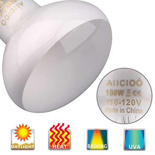 Aiicioo Reptile Heat Lamp Combo Set - 100W Day and Night Reptile Light Bulb Infrared Basking Bulb for Bearded Dragon Lizard Turtle Hermit Crab Leopard Gecko Snake Chameleon Tank