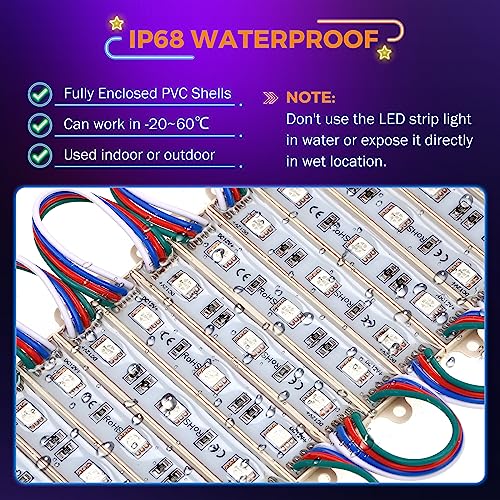 BEAMNOVA RGB Commercial Storefront Light Kit 40Ft Window Lights Modules with Remote, Bluetooth Control Box DC 12V Power Supply Transformer Adhesive Waterproof Outdoor Strip Lights