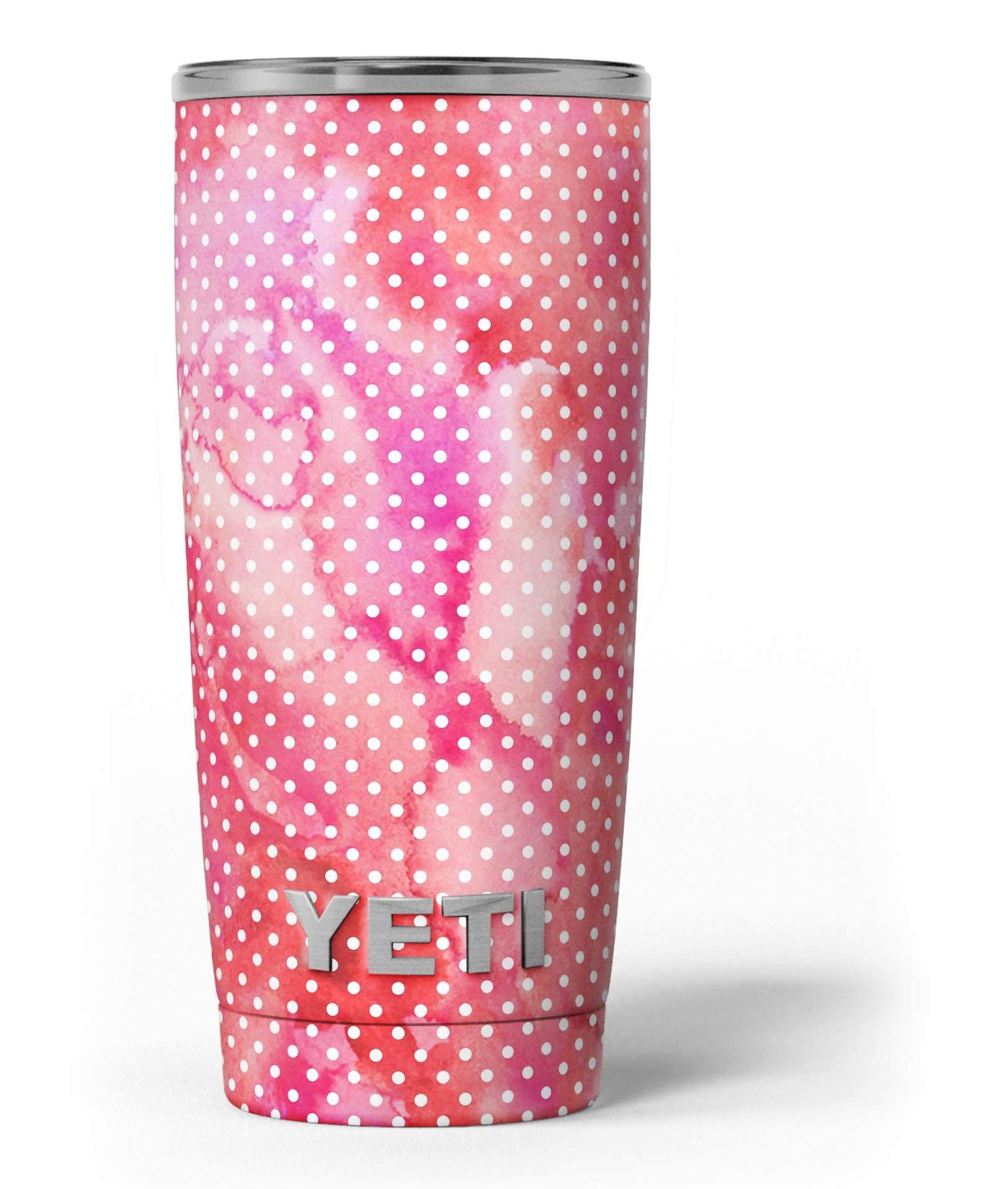 Design Skinz The Red and Pink Watercolor Polka Dots - Skin Decal Vinyl Wrap Kit Compatible with The Yeti Rambler Cooler Tumbler Cups