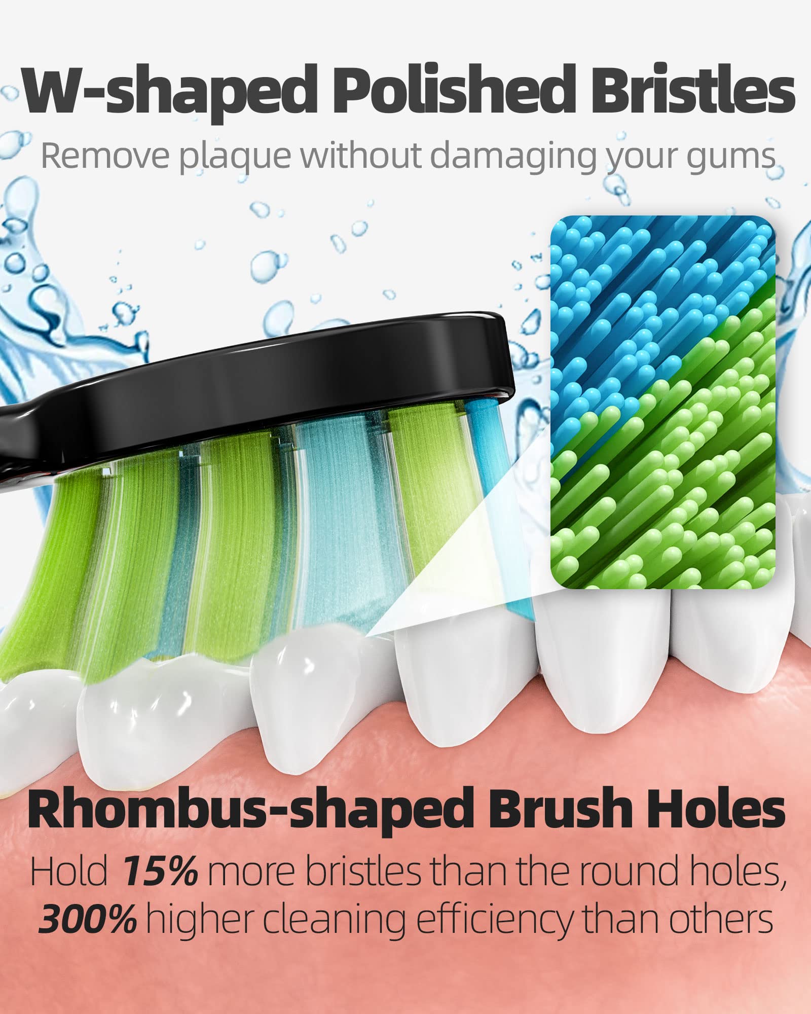 7AM2M Rechargeable Sonic Electric Toothbrush AM101 Package with 10 Brush Heads