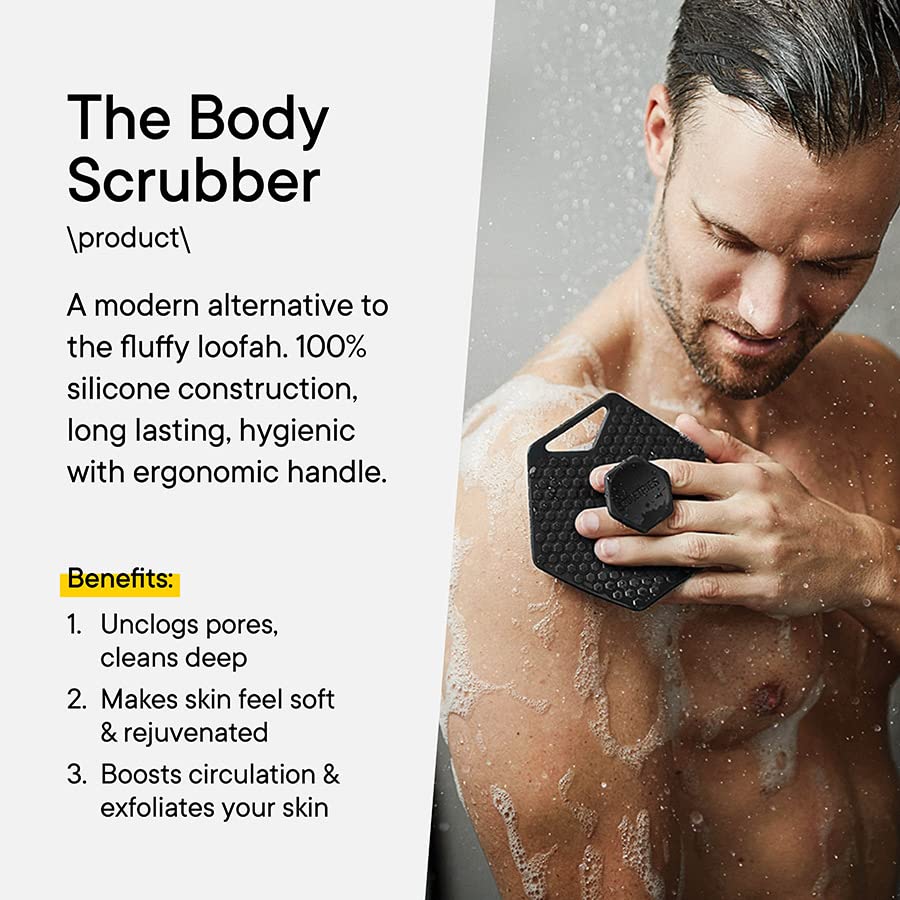 Tooletries - Body Scrubber - Silicone Exfoliating Scrubber - Bathroom & Shower Accessories for Men, Travel Essentials for Men - Durable & Long Lasting Body Wash Scrubber for Men - Grey