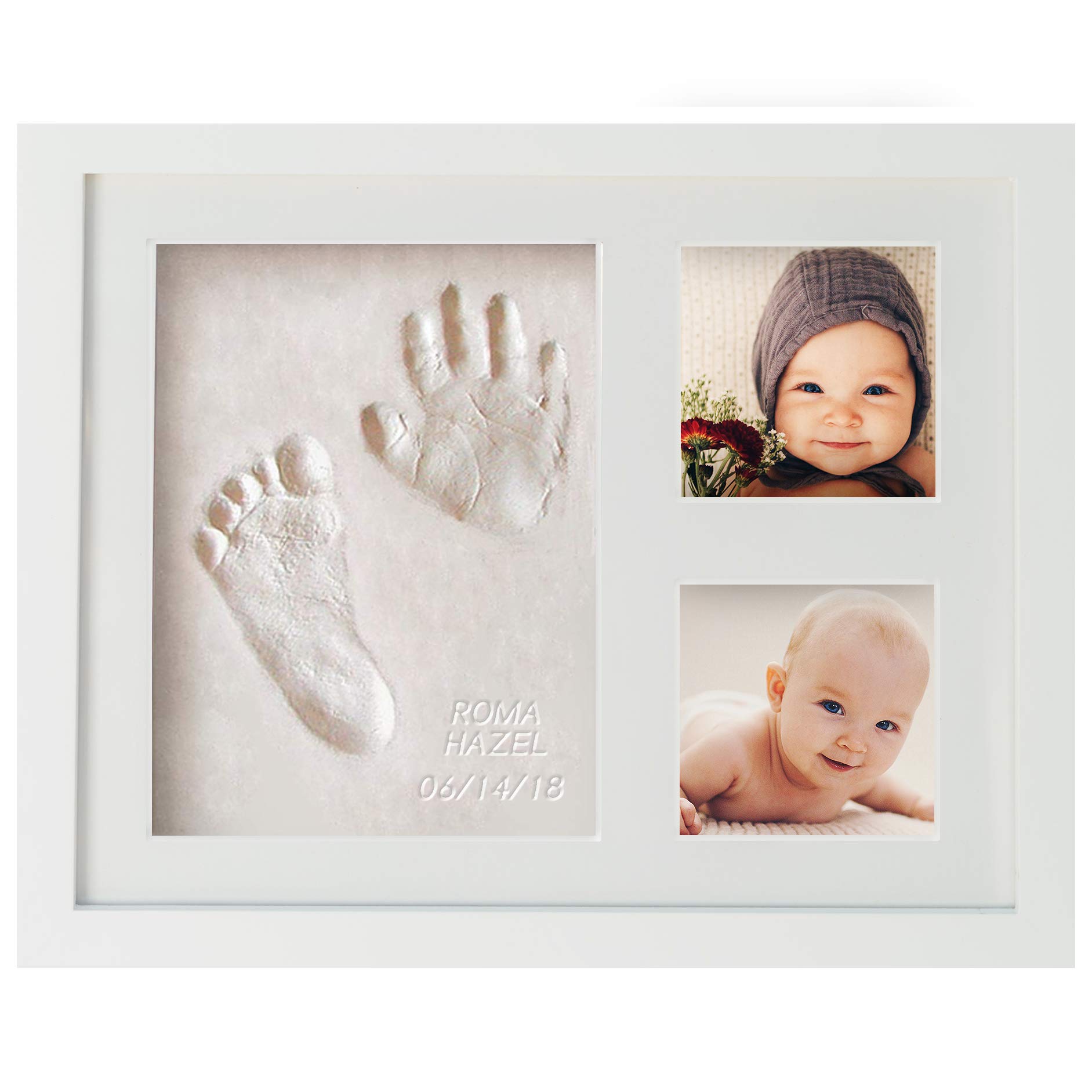 WavHello Baby Handprint & Footprint Frame Kit, Clay Casting & Photo Memory Keepsake Frame, Baby Registry Gift & Baby Shower, Baby Boy Gift & Baby Girl Gift - First Impressions