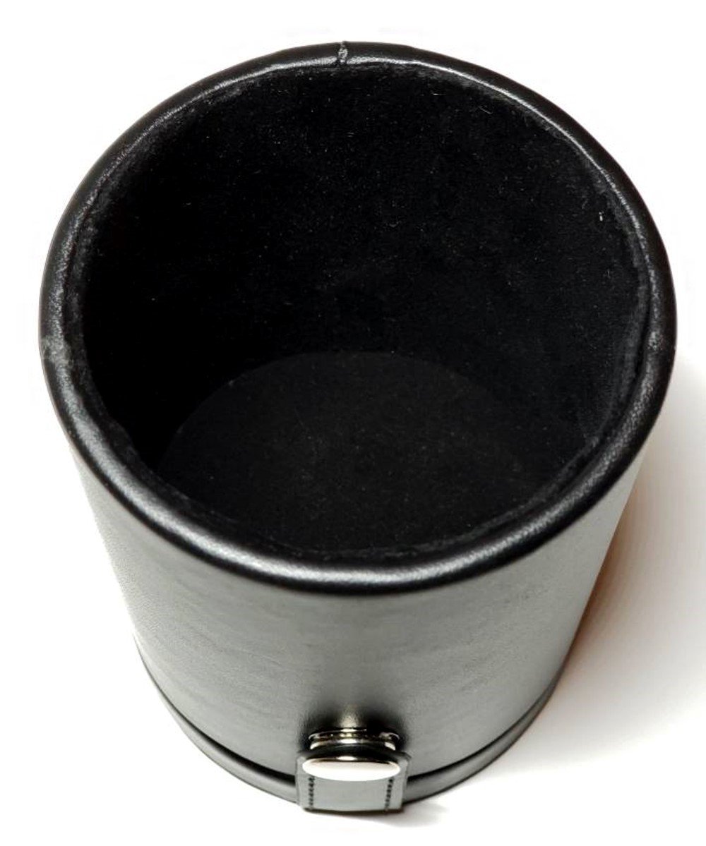Black Leatherette Deluxe Dice Cup with Storage Compartment for Included Poker Dice Set with Clubs Ace Design