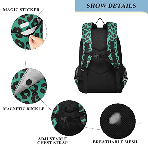 ALAZA Green Leopard Print Cheetah Laptop Backpack Purse for Women Men Travel Bag Casual Daypack with Compartment & Multiple Pockets