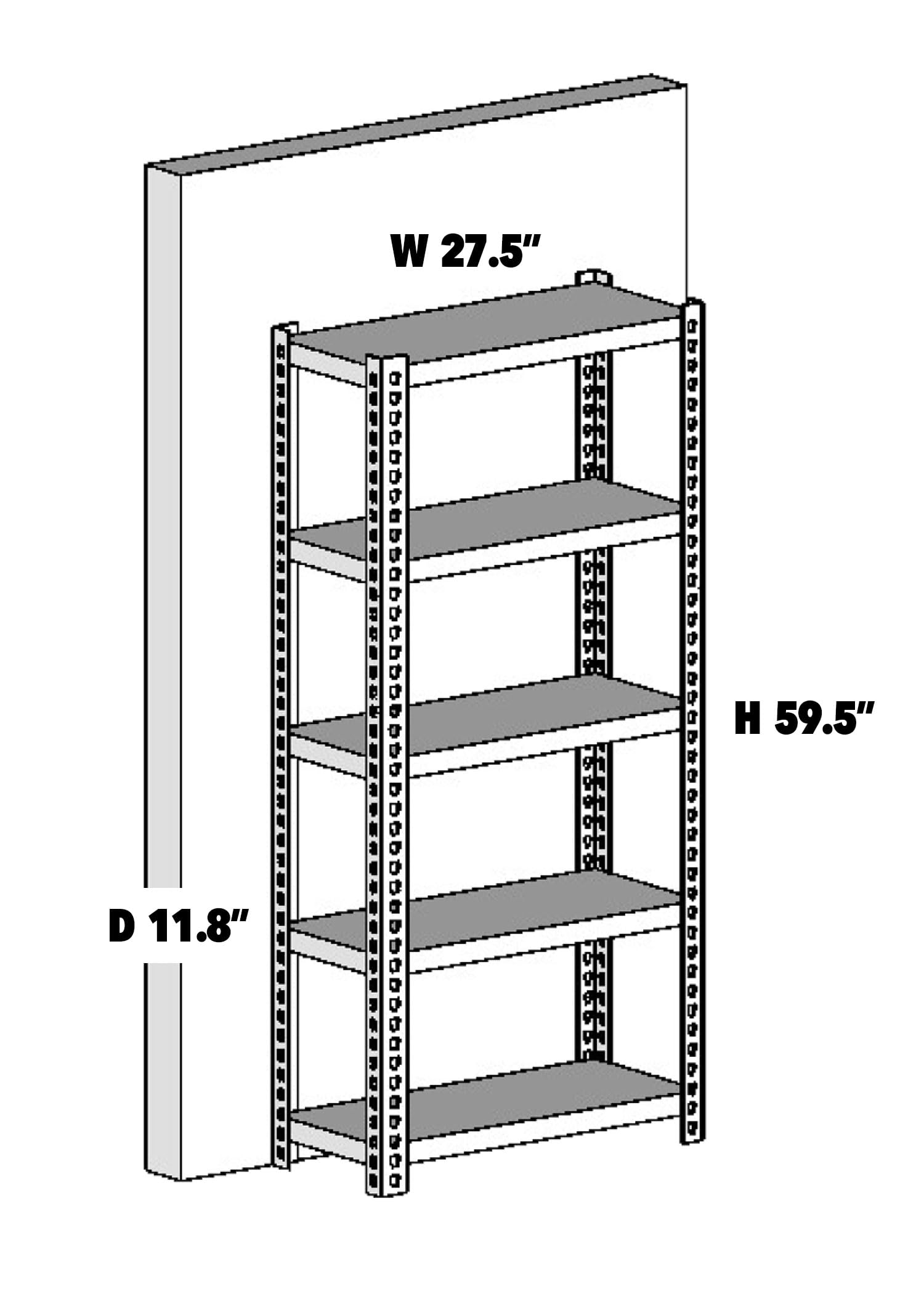 5 Tier Adjustable Steel Powder Coated Rack Storage Shelving with Engineered Wood Shelves. for Indoor Storage in garages, basements, Kitchens, etc. Two Sizes. (Green, 11.8" D x 27.5" W x 59.5" H)