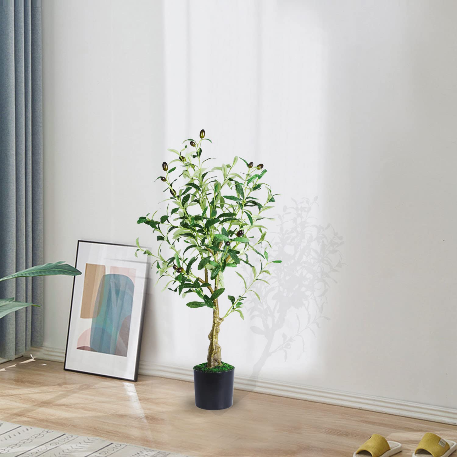 AntHousePlant Artificial Topiary Olive Tree 32 Inch Fake Olive Topiary Silk Tree Faux Olive Plant for Indoor Outdoor Home Office Garden Decor
