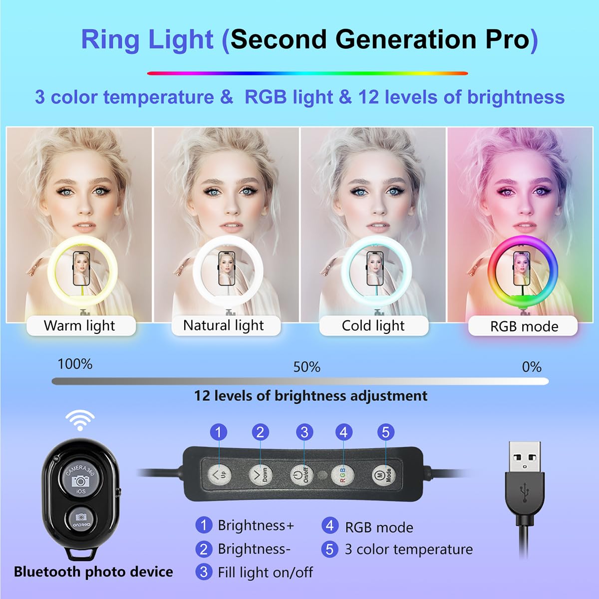 360 Photo Booth with RGB Ring Light, Logo Free, 360 Slow Motion Rotating Photo Booth Machine 26.8in PRO for 1-3 People with Flight Case