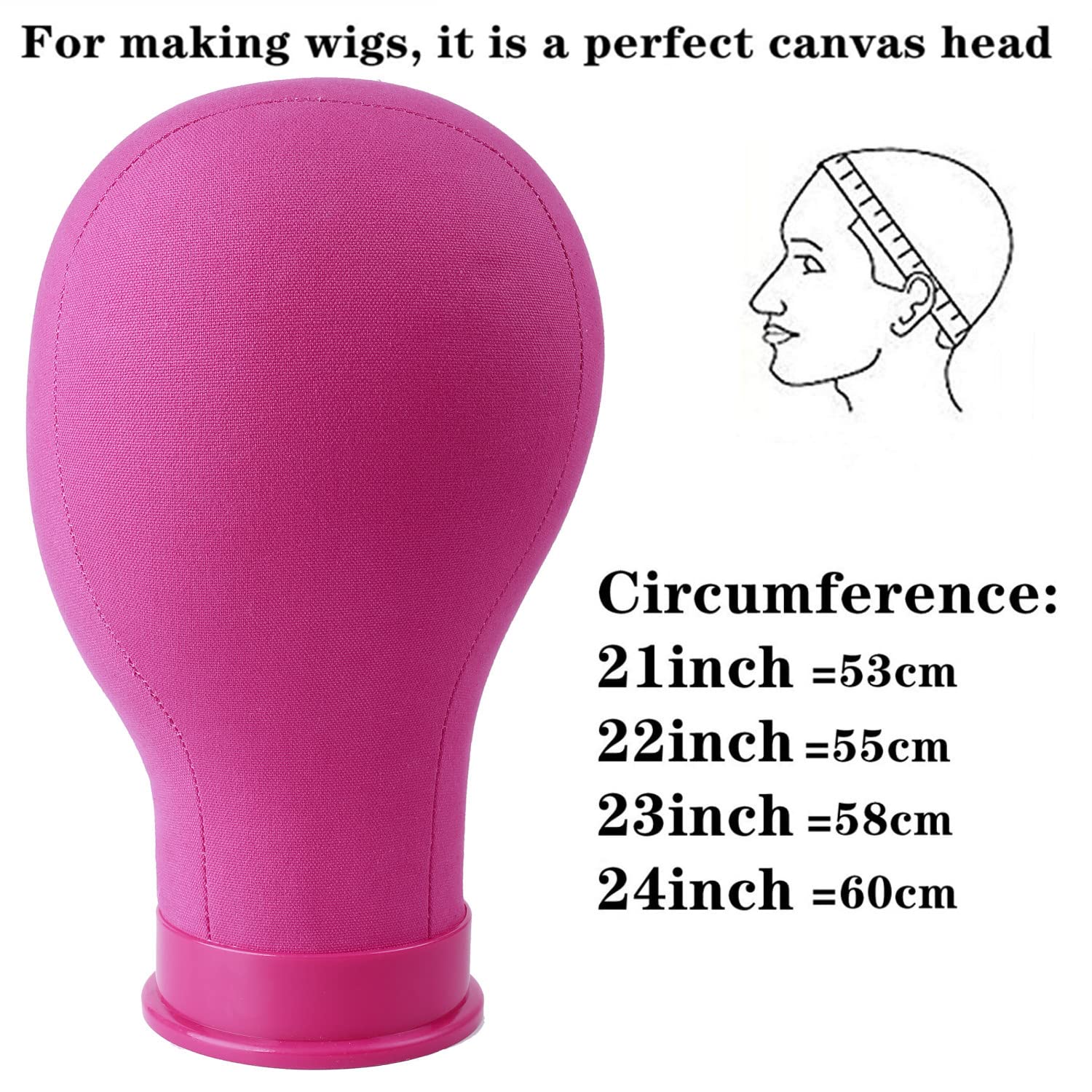 22 Inch Canvas Block Head Pink Wig Head with Wig Stand Tripod Mannequin Head Stand for Wigs Trimming Making Display.(22 Inch Pink)
