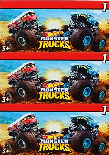 Hot Wheels Monster Trucks Mini Mystery Trucks with Key Launcher (Assorted Series) Blind Box Gift Set Party Bundle - 3 Pack