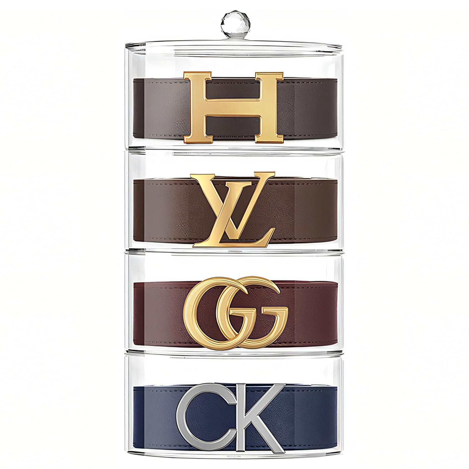 STUDIOMYO Acrylic 5-Layer Organizer & Display Case for Belts, Jewelry, Kitchen, and Closet Accessories - Transparent Storage for Watches, Rings, and Cosmetics