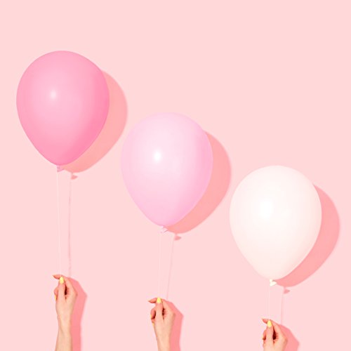 LFYDM Latex balloon 100 pcs 12 inch : white and light pink and rose red and light rose latex balloons