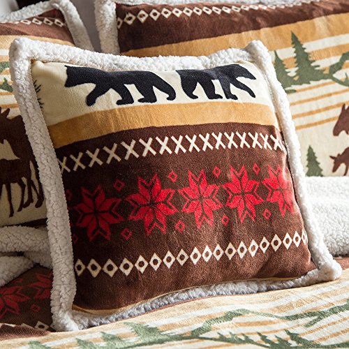 Carstens, Inc Hinterland Sherpa Lined, 18 by 18 Inches Decorative Pillow, Multi