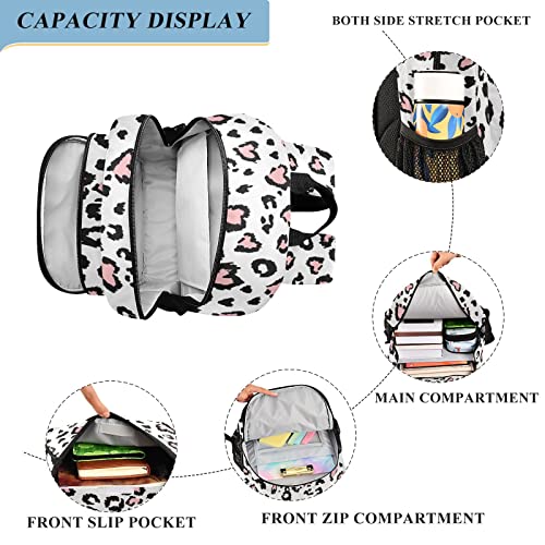 ALAZA Leopard Print Cheetah Jaguar Pink Heart Laptop Backpack Purse for Women Men Travel Bag Casual Daypack with Compartment & Multiple Pockets