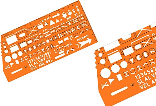 360 TACTICAL Standard Graph Template Stencil with Military Marking Symbols for NATO Army Drawing and Drafting on Map #8353 (Pack of 2 - Scale & Markers)