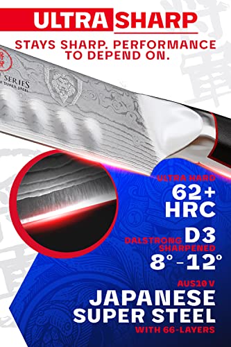 Dalstrong Shogun Elite Series Damascus Japanese AUS-10V Super Steel Granton Edge Slicing & Carving Kitchen Knife, 12 Inches, Sheath Included