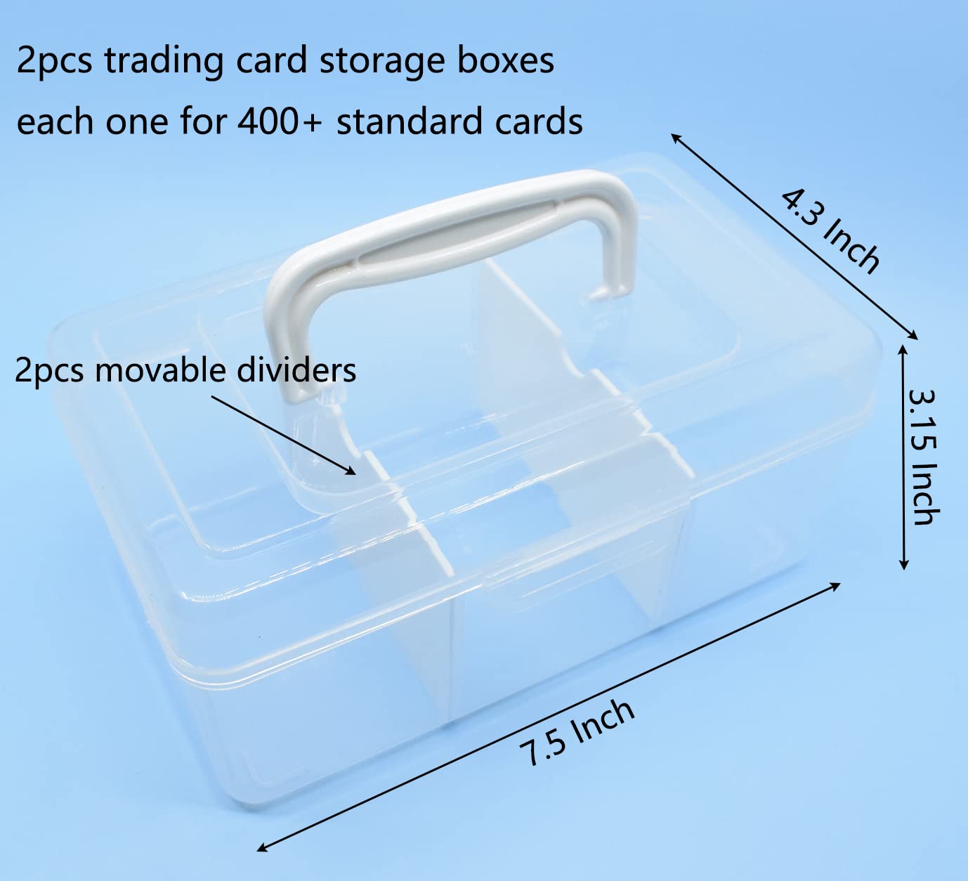 catin Trading Card Storage Box, Plastic Card Case Holder for 400+ Standard Trading Cards, 2 Pack