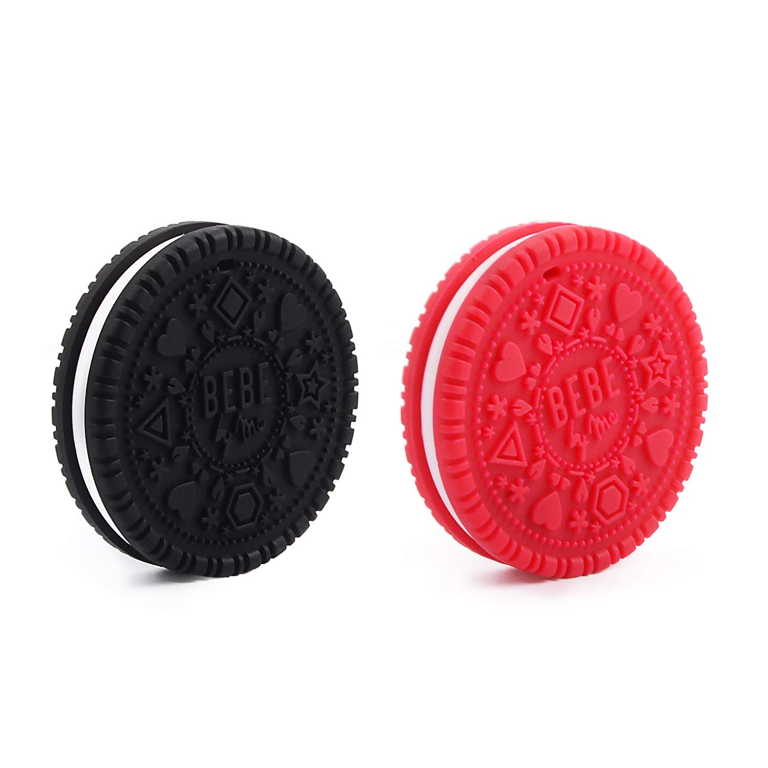 Bebe Silicone Baby Teether Toys & Gum Massagers, 1 Hard & 1 Soft Cookies & Raspberry