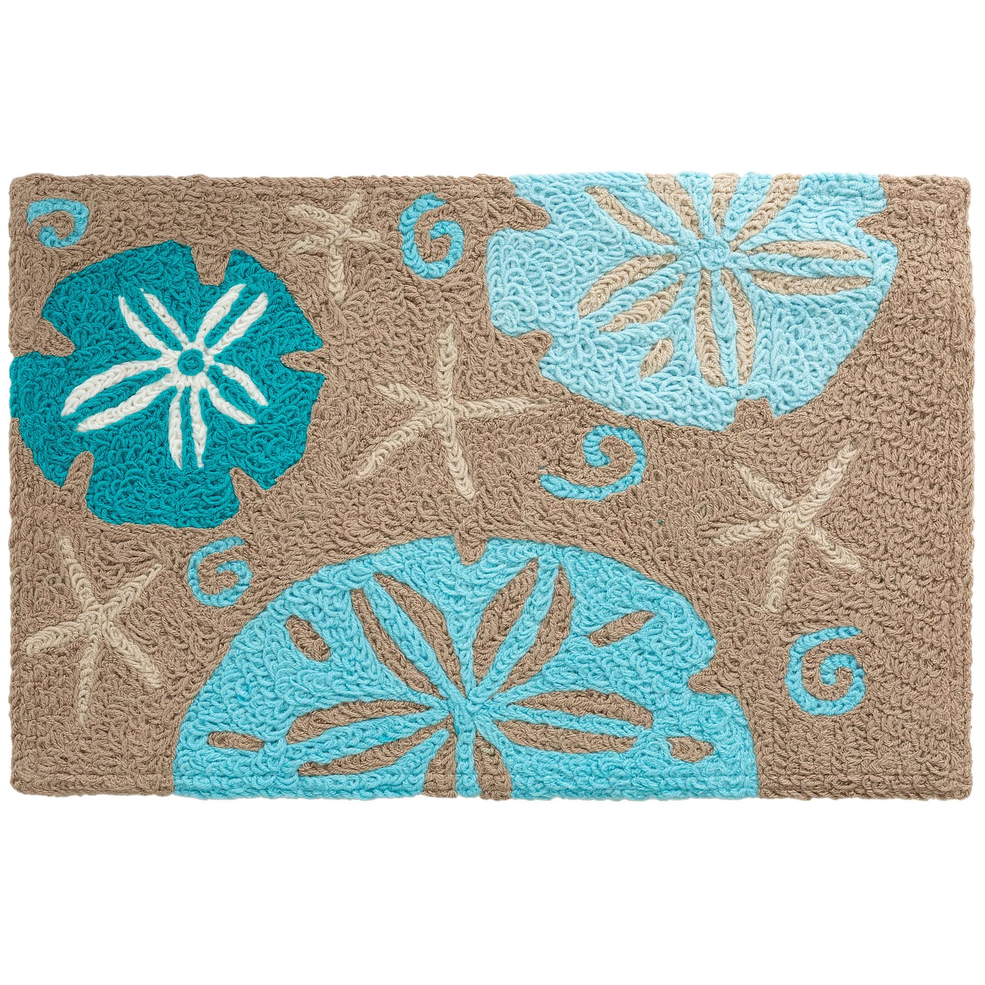 Aqua Sand Dollars On Gray Jellybean Accent Rug Beach Themed Rug 20"x30" Doormat