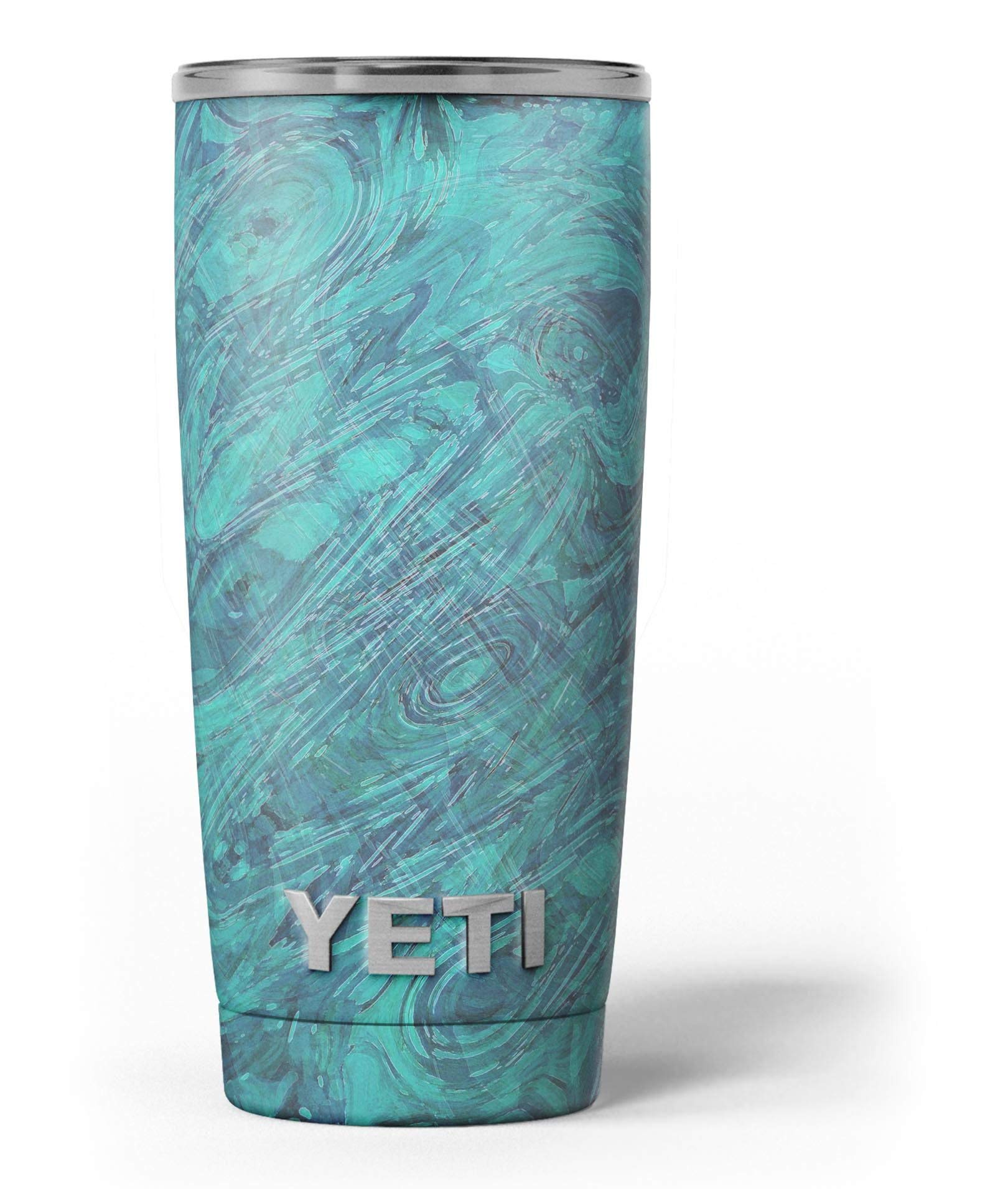 Design Skinz Teal Slate Marble Surface V48 - Skin Decal Vinyl Wrap Kit compatible with the Yeti Rambler Cooler Tumbler Cups