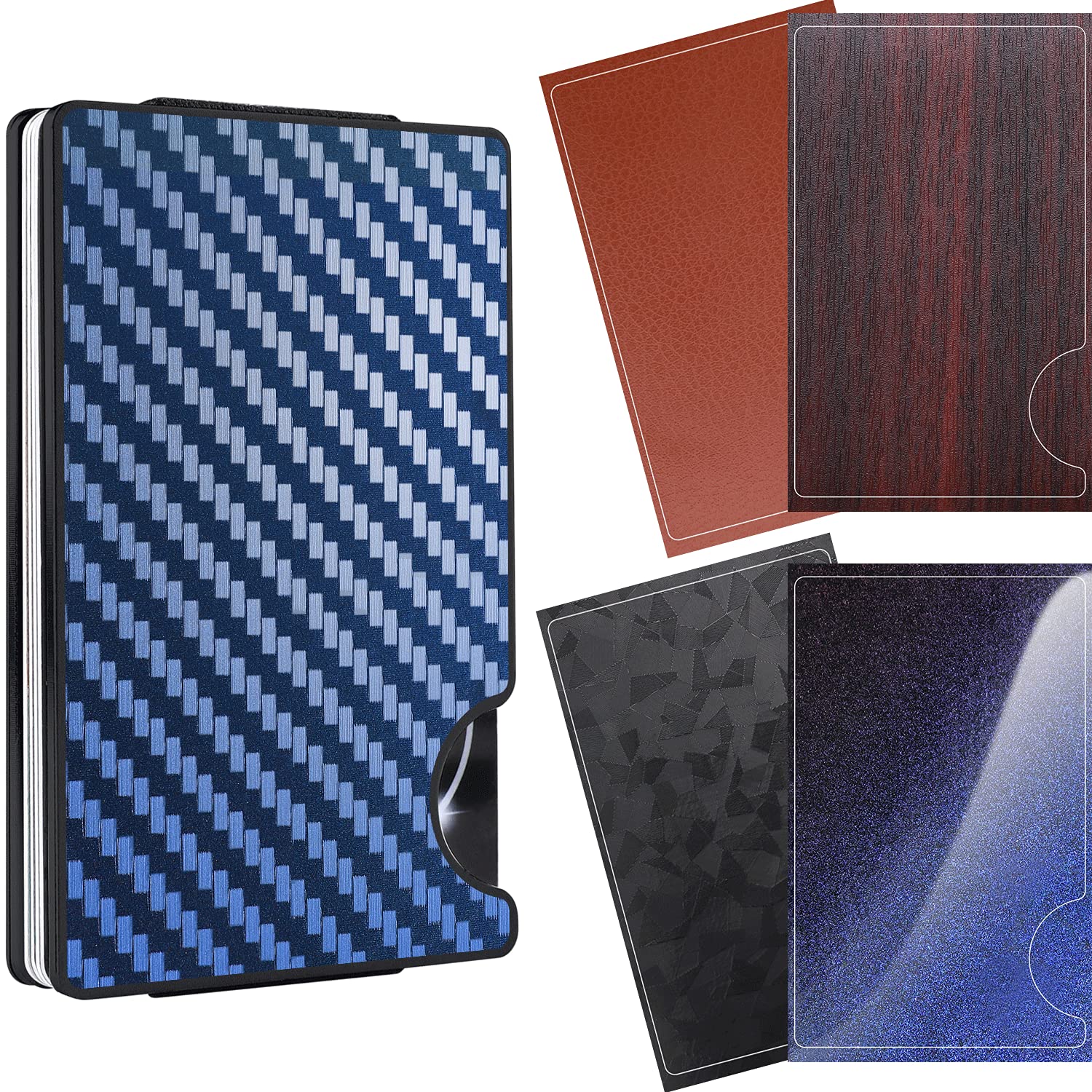 ANTWAY Metal Wallet Sticker Skin Protector Set 5 Pieces, PVC Film Skin Wrap Protective for Card Holder, 3D Wrap Skins for Slim Wallet, Protective Skin of Metal Wallet for Men and Women (Deep)
