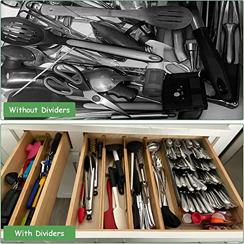 Adjustable Bamboo Drawer Dividers, 6 Pack Large Drawer Divider Organizer Expandable From 17.7-22", Drawer Separators For Kitchen Utensils, Dresser, Bedroom, Clothes, Bathroom