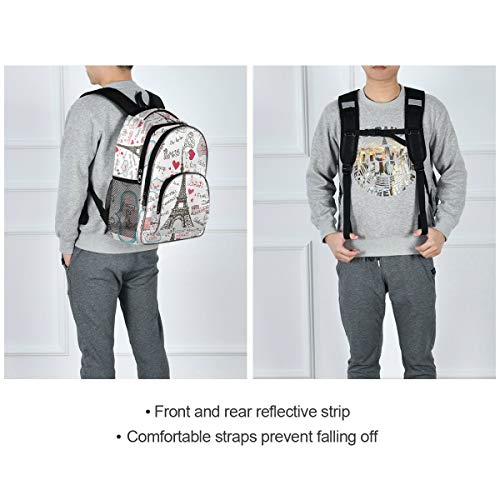 ALAZA Paris Badges French Eiffel Tower Love Laptop Outdoor Backpack for Women Men,Fits Under 15.6 Inch Laptop