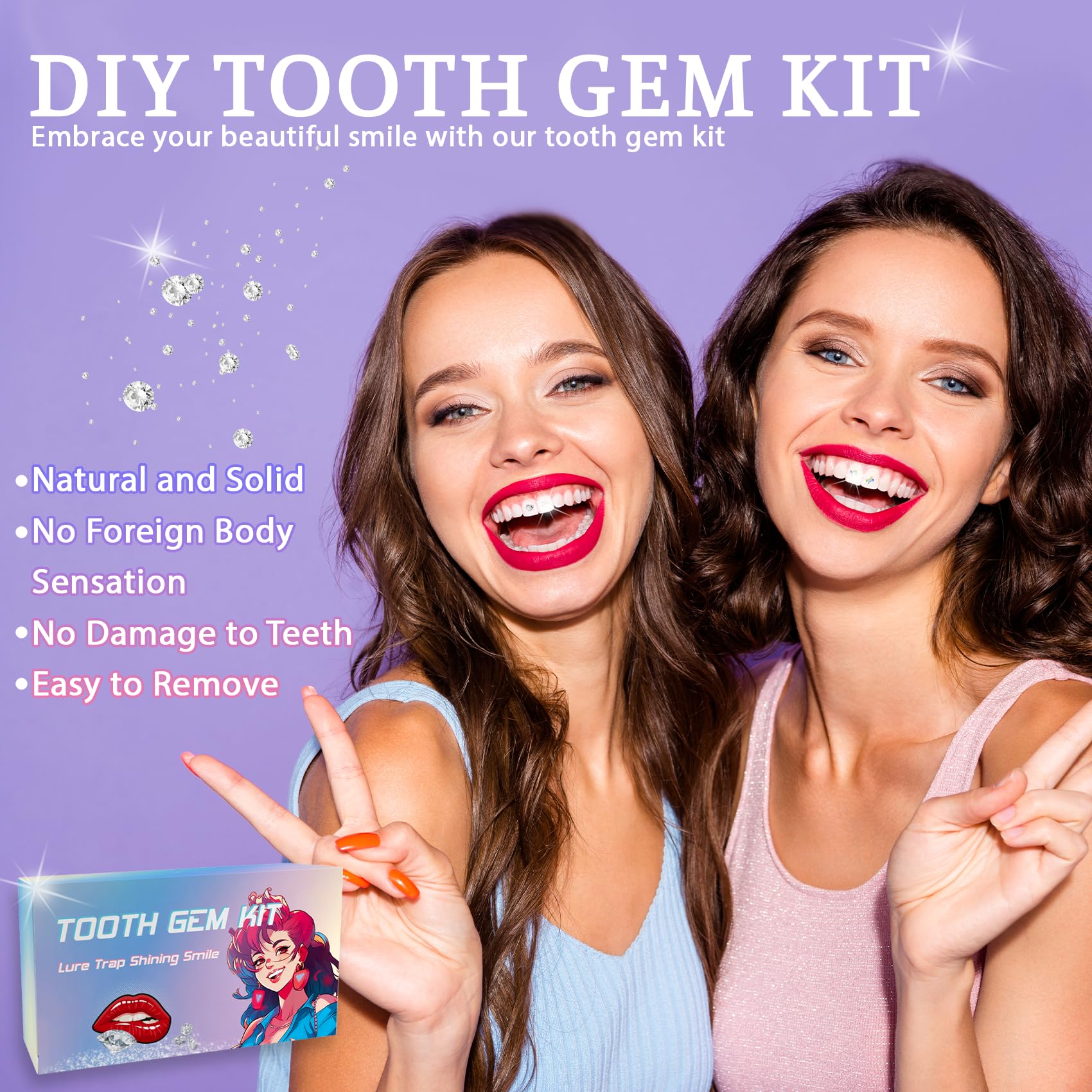 Loeland Tooth Gem Kit, DIY Crystals Jewelry Kit Teeth Gems Kit, Professional Fashionable Tooth Gems Kit for Teeth, Teeth Jewelry Starter kit