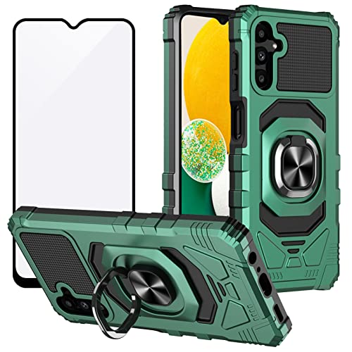 Ailiber Phone Case for Samsung Galaxy A04S, Samsung A13 5G Case with Screen Protector, Ring Kickstand for Magnetic Car Mount, Military Grade, Shockproof Rugged Protective Cover for Galaxy A04 S-Green