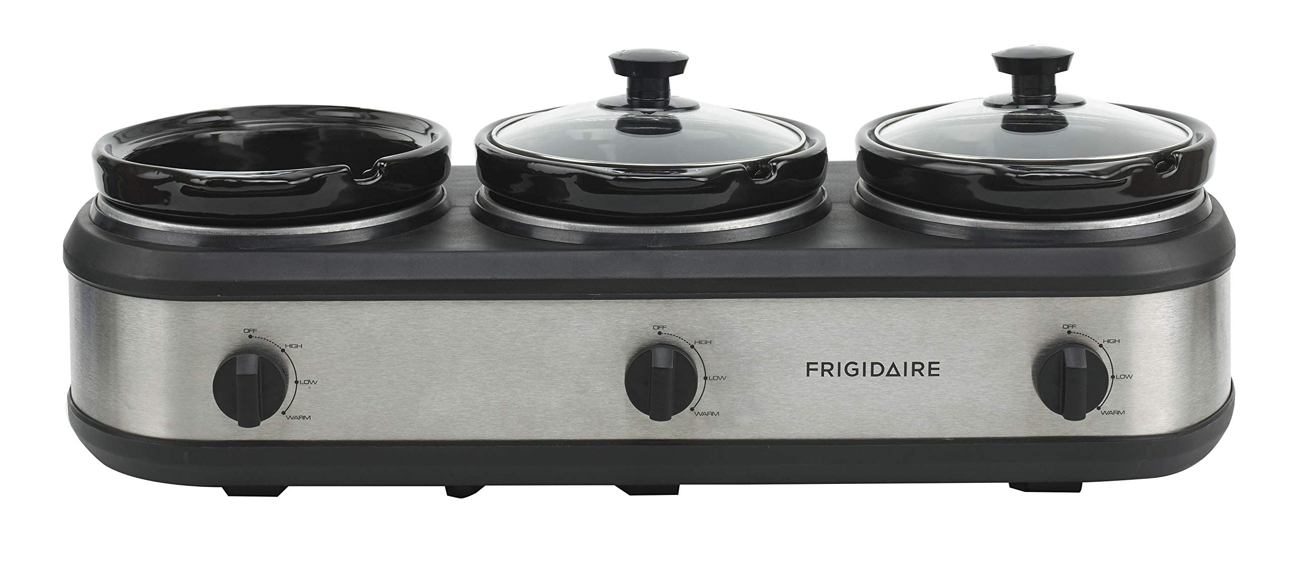 FRIGIDAIRE ESC3105-SS, Slow Cooker, Buffet Server 3 Pot, Food Warmer - Stainless (Renewed)