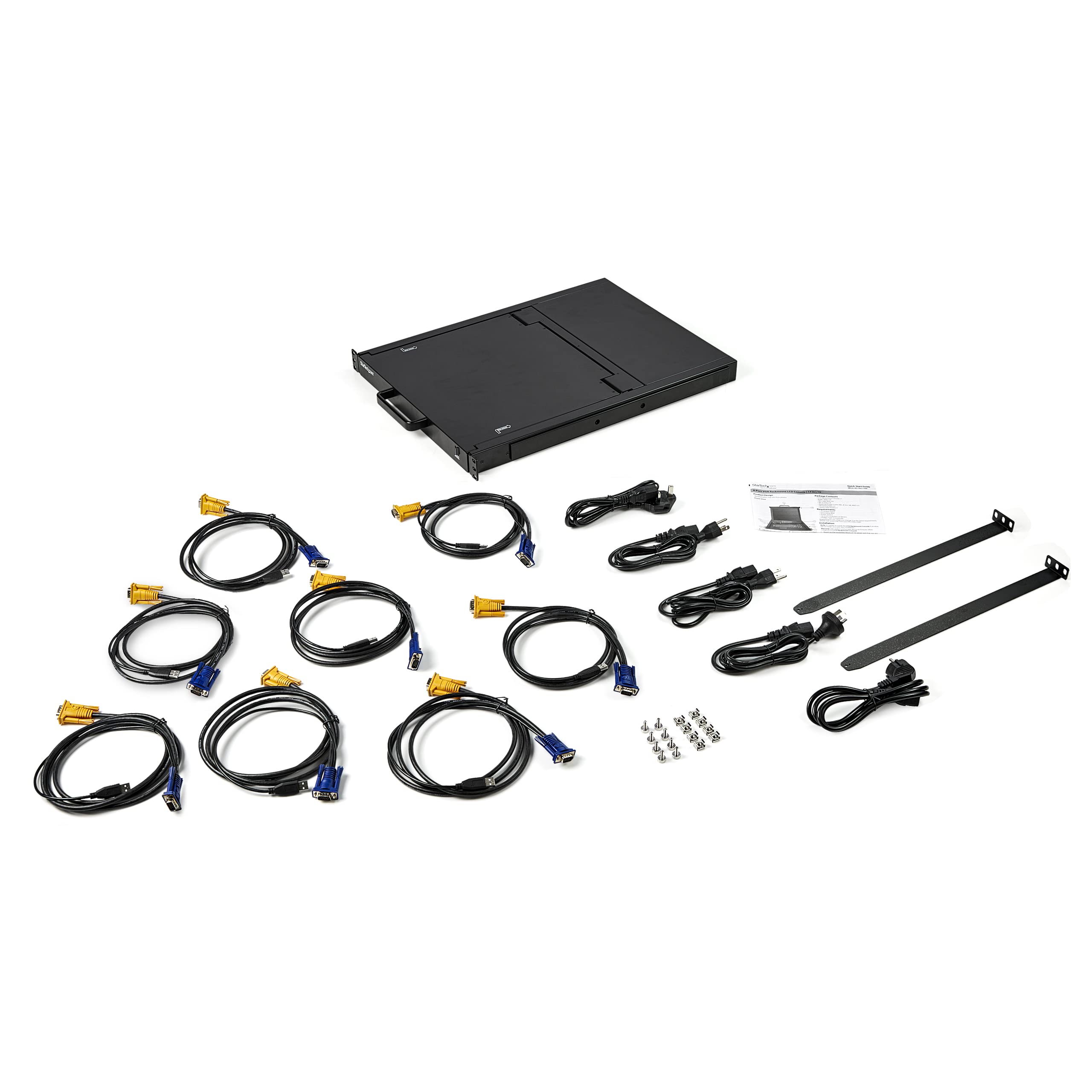 StarTech.com 8 Port Rackmount KVM Console w/ 6ft Cables - Integrated KVM Switch w/ 17" LCD Monitor - Fully Featured 1U LCD KVM Drawer- OSD KVM - Durable 50,000 MTBF - USB + VGA Support (RKCONS1708K)