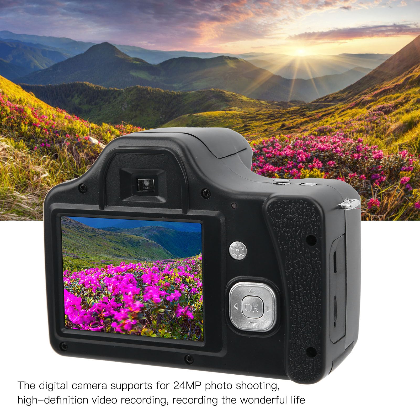3.0 in TFTLCD 32G PortableDigital Camera with a USB Cable,18x Digital Zoom,Long Length,Supports for 24MP Photo Shooting(Black) (Standard Edition + Wide Angle Lens)