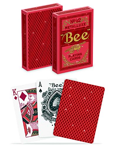 bee MetalLuxe™ Playing Cards - Red Foil Diamond Back, Standard Index