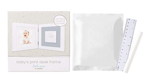 Little Pear Baby's Print Keepsake Desk Frame, Handprint And Footprint Imprint Kit, Folding Tabletop Frame, 4x6 Photo Insert, Gift For New And Expecting Moms, White