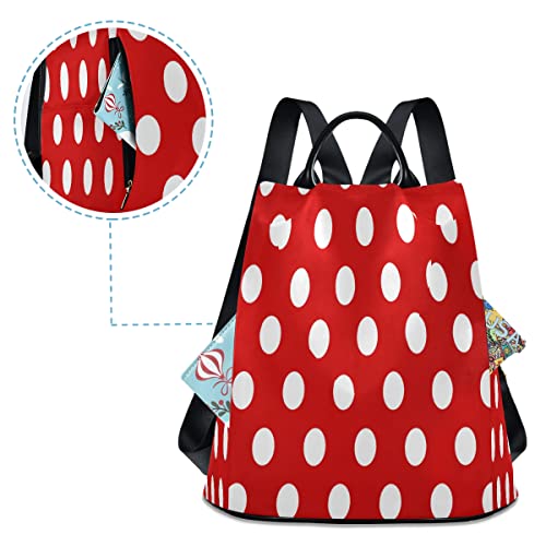 ALAZA Red White Polka Dot Women Backpack Anti Theft Back Pack Shoulder Fashion Bag Purse