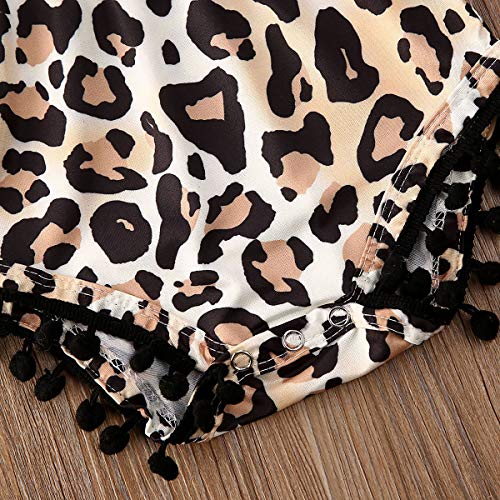 Newborn Kids Baby Girls Clothes Floral Jumpsuit Romper Playsuit Backless Ruffle Headband Sunsuit Outfits (Leopard, 6-12 Months)