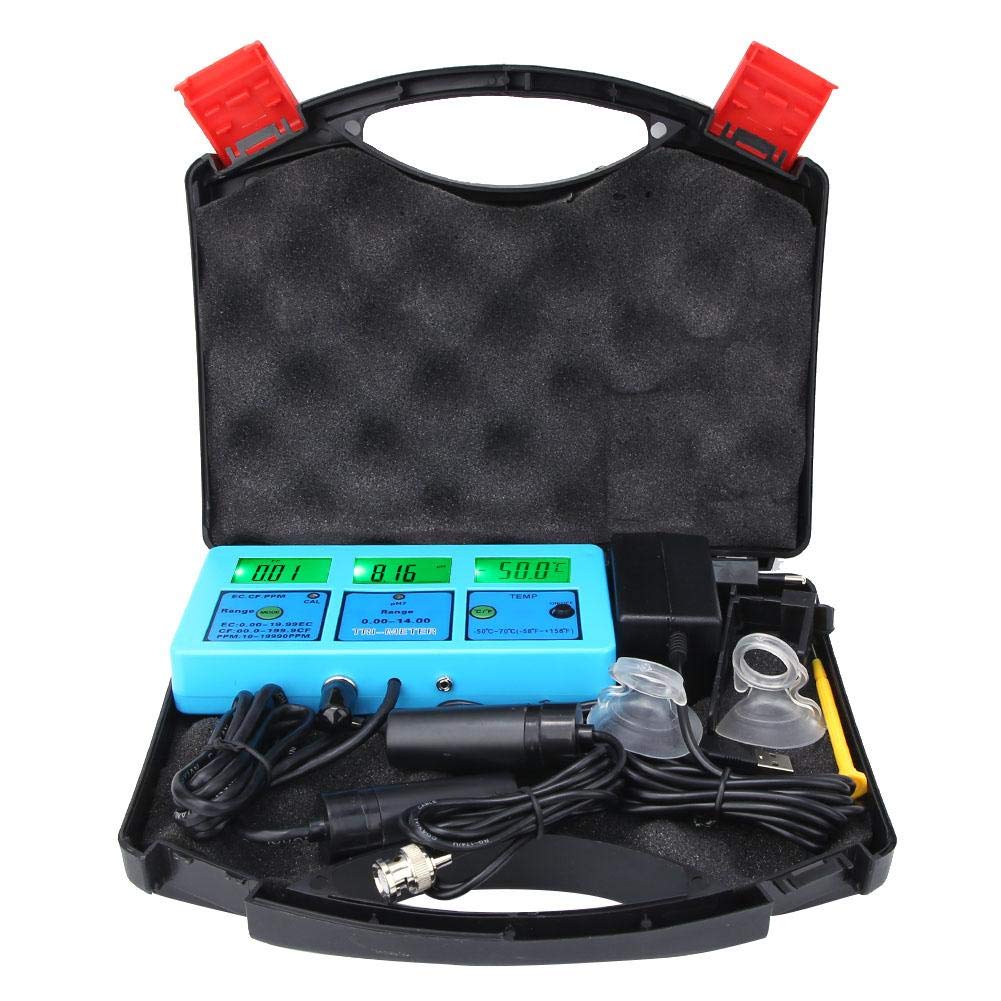 Digital Multiparameter 5 in 1 Temperature Meter Water Quality Tester Temp EC CF with LCD Display for Food Processing and Aquarium(US Plug 110V)