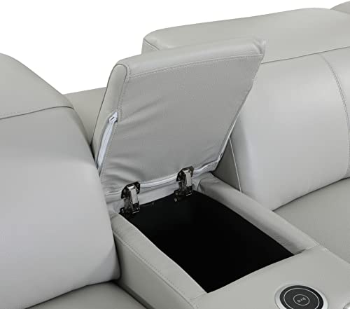Blackjack Furniture Venice 6 Piece Sectional Sofa with 3-Power Recliners, Features Adjustable Headrest, Lumbar Support, USB and Wireless Charging Station, Extra Large Storage, 1 Console, Light Grey