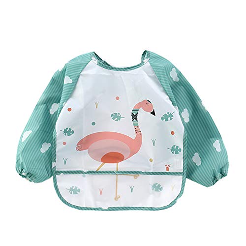 HaimoBurg 4 Pcs Long Sleeved Baby Infant Toddler Bibs Sleeved Bibs 8-36 Months