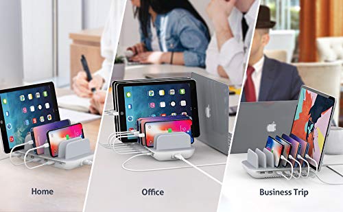 SooPii 70W 7 Port Charging Station for Multiple Devices,Charger Station with One 30W Power Delivery Port for Laptops,and 6 USB Ports for Smart Phones,Tablets,Other Electronics…