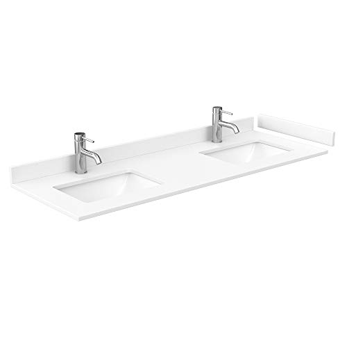 Beckett 60 Inch Double Bathroom Vanity in White, White Cultured Marble Countertop, Undermount Square Sinks, Matte Black Trim
