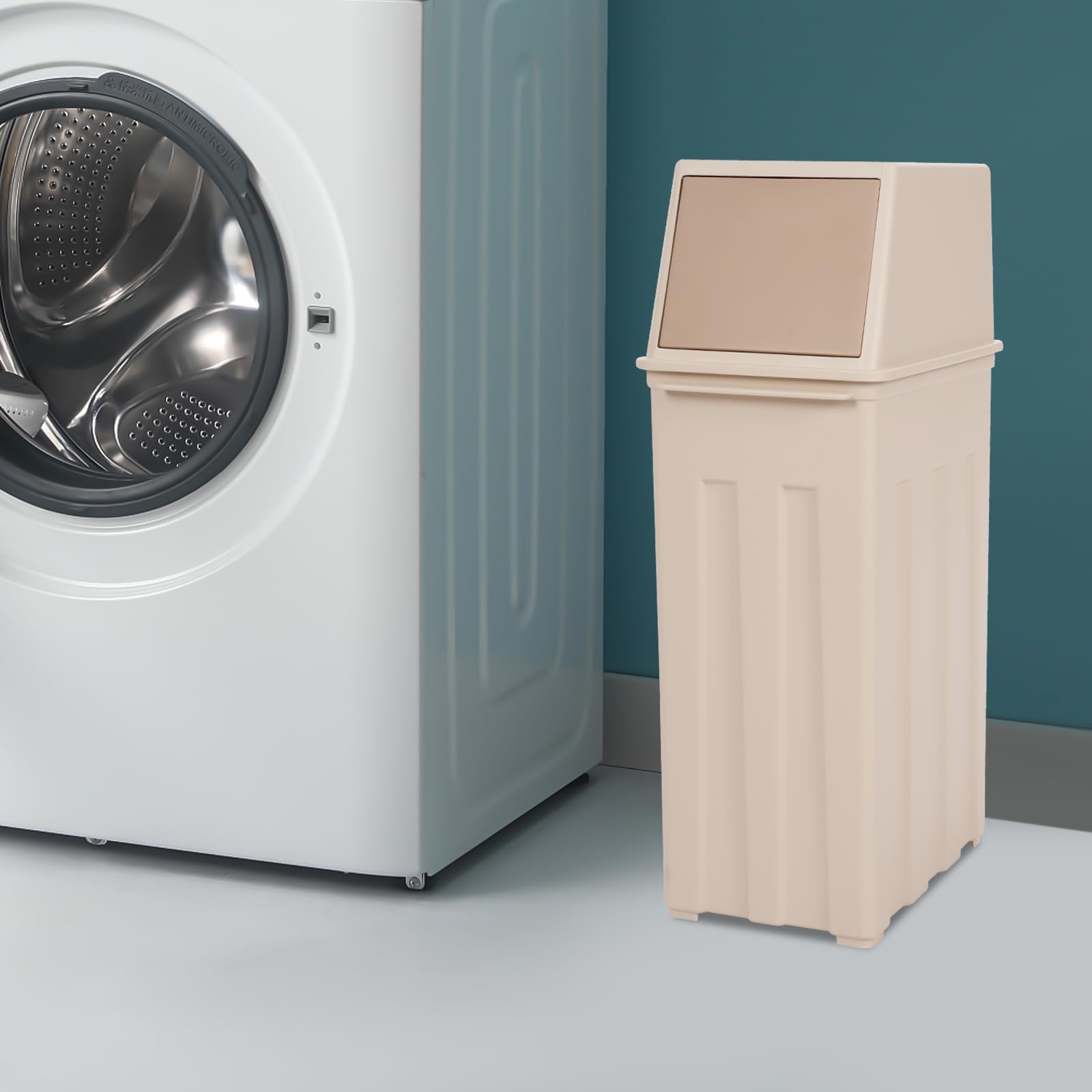 8 Gal Trash Can Tall & Narrow Trash Bin for Kitchen Slim Trash Can with Lid Floor Standing Swing Door Waste Basket, 7.48 x 11.81 x 24.61in