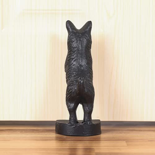 3.78 Lbs Dog Door Stop Wedge Decorative Cast Iron Door Stopper for Bottom of Door(Black)