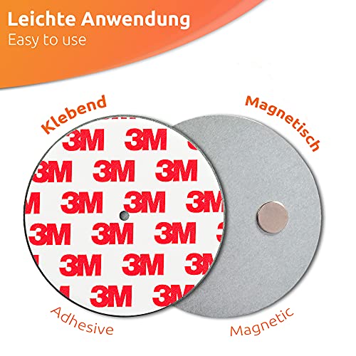 ECENCE Magnetic Smoke Detector Installation Tool 5pcs Magnetic Adhesive Pads with hole and 3M Glue For Smoke Alarms Ø 70mm, No Drilling Or Screws, Quick and Easy Fastening