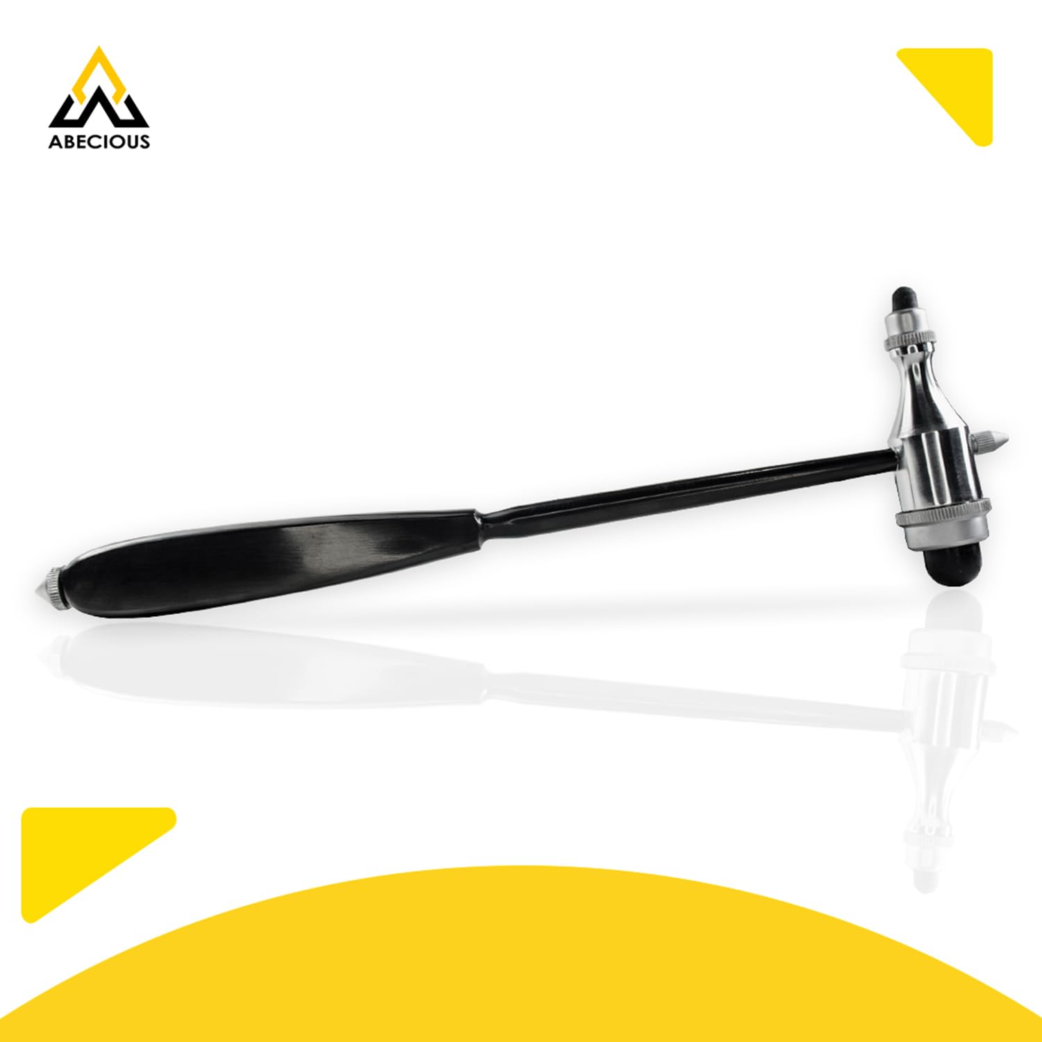 ABECIOUS Tromner Neurological Reflex Hammer with Build-in Brush Medical Professional Diagnostic Hammer (Black)
