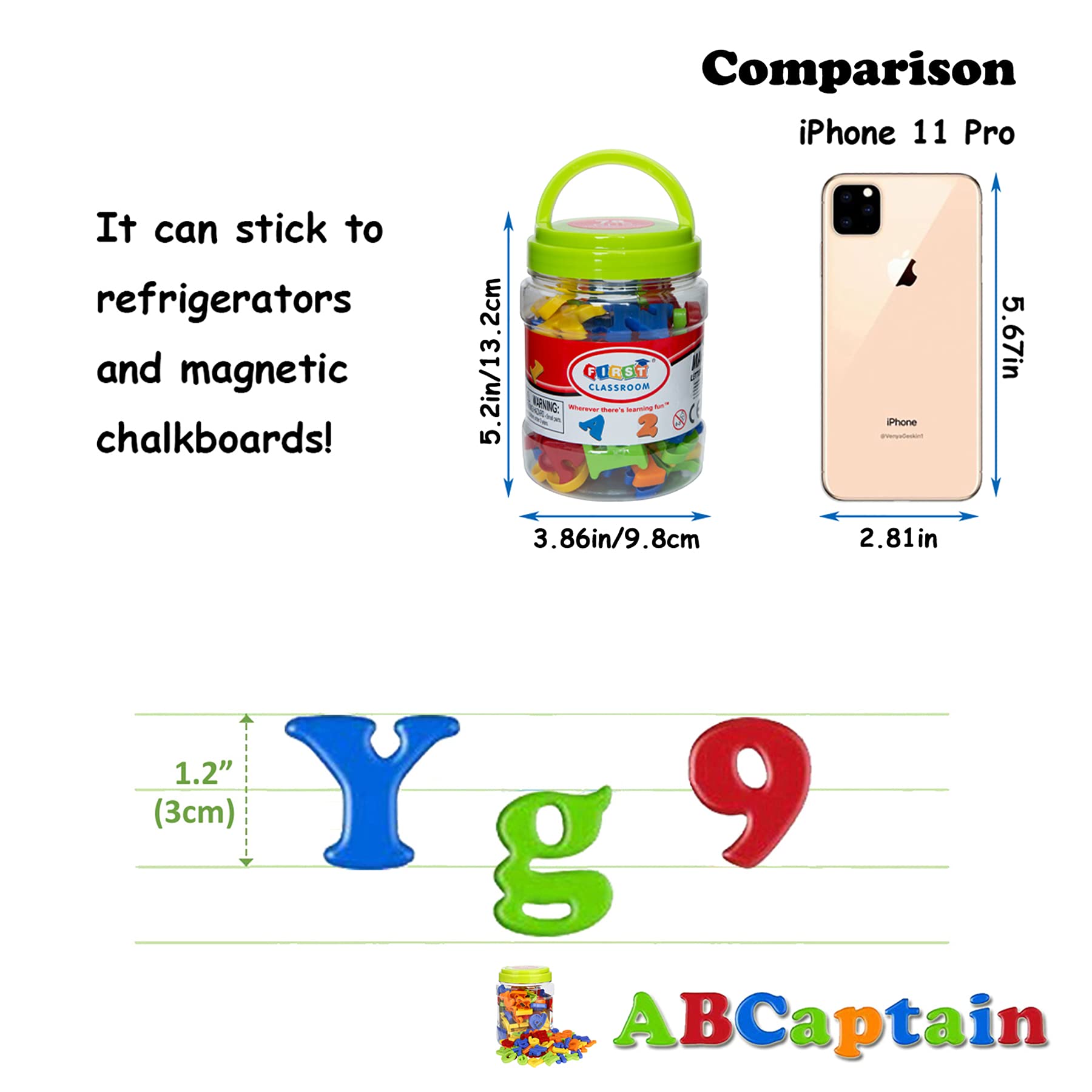 ABCaptain Magnetic Letters Numbers Alphabet ABC 123 Fridge Magnets Preschool Educational Learning Plastic Toy Set Uppercase Lowercase Math Symbols for Toddlers Kids (78 PCS)