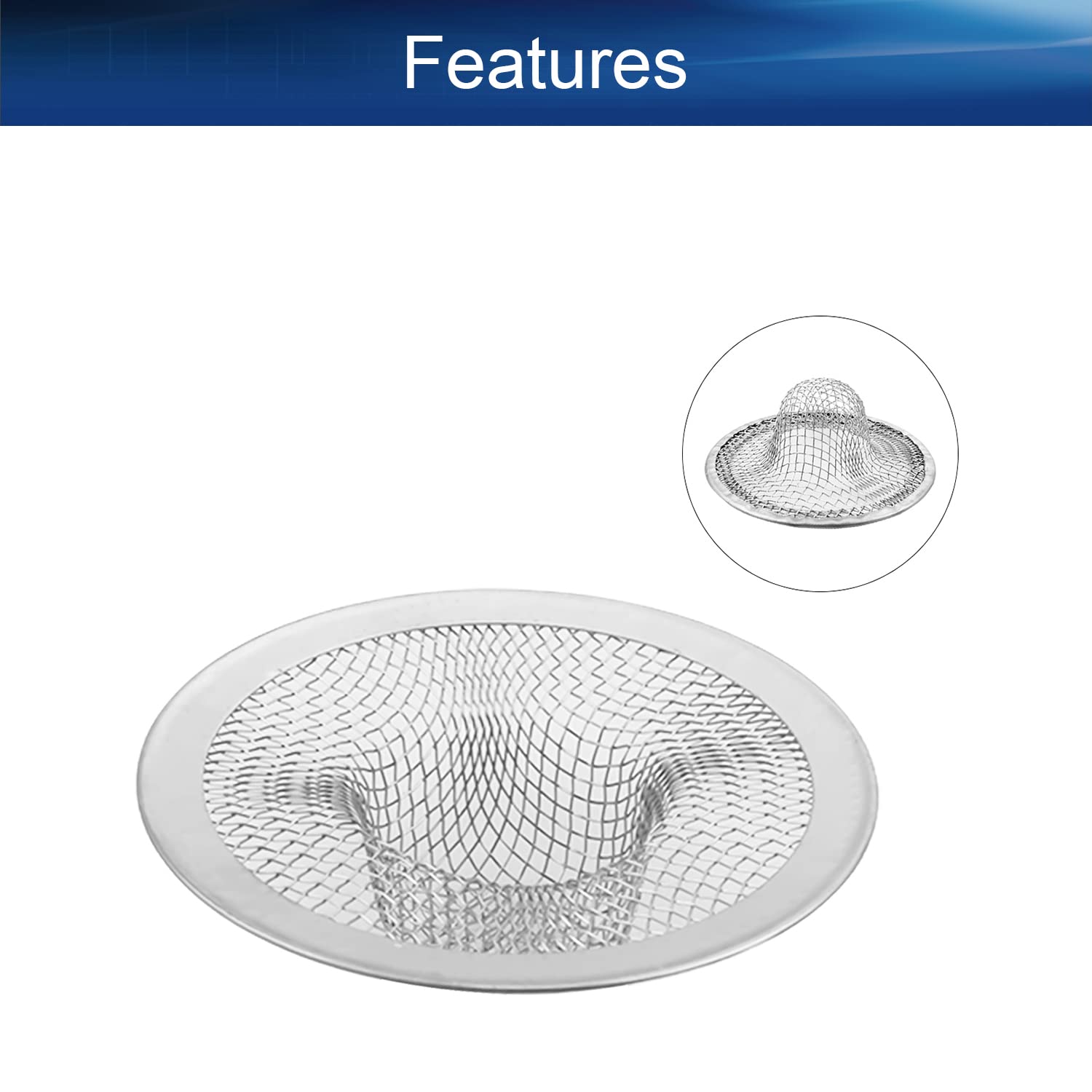 Yinpecly 70mm Dia Kitchen Sink Strainer Stainless Steel Mesh Sink Strainer, Perfect for Kitchen Sink, Bathroom Bathtub, Floor Drain, Balcony Drain Hole, Narrow Rim 6Pcs